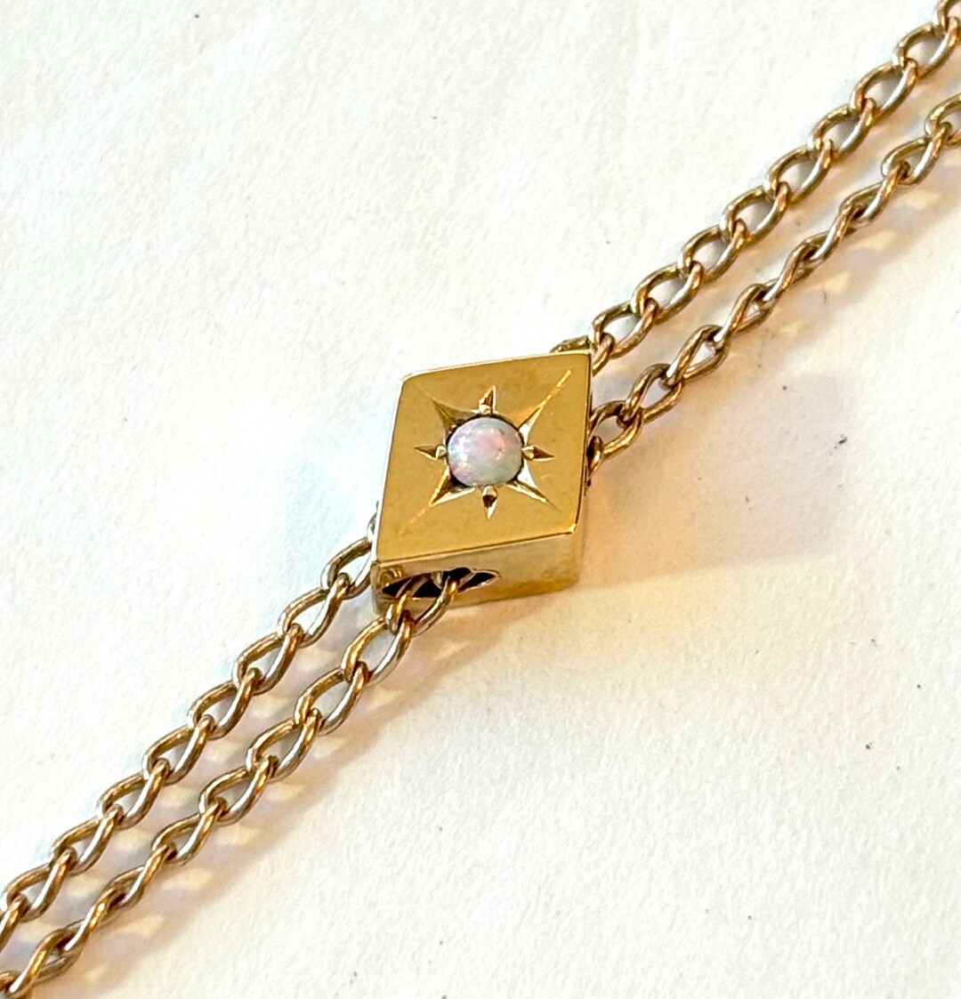Vintage OPAL Slide Chain Necklace Victorian Gold Filled Lorgnette ...