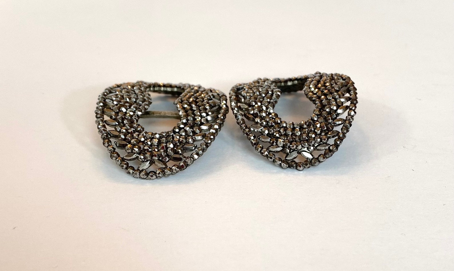 Antique French Cut Steel Shoe Buckle Pair Victorian Silver - Etsy