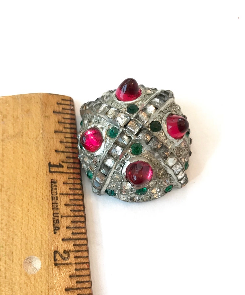 Vintage Art Deco Paste Dress Clip Antique Red Bullet Glass - Etsy