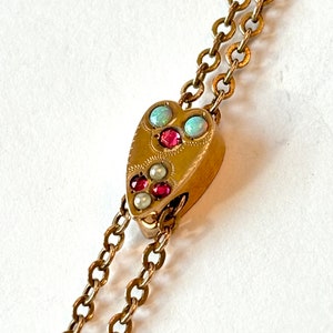 Vintage OPAL Heart Slide Chain Necklace Antique Victorian Gold Filled ...