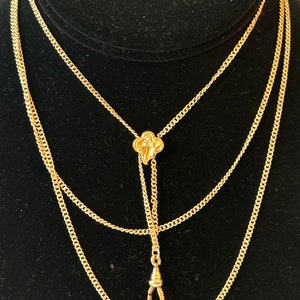 Vintage Victorian Slide Chain Necklace Antique Lily Gold Filled Pearl ...