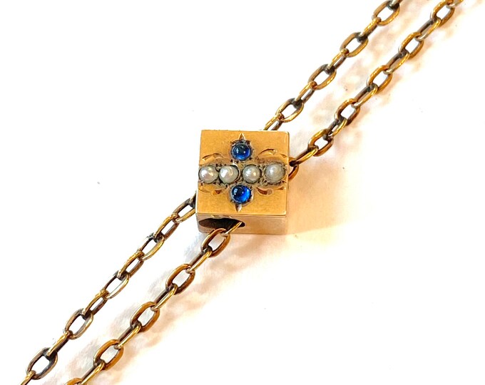 Antique Victorian Slide Chain Necklace Pearl & Blue Stone Gold - Etsy Antique Victorian Slide Chain Necklace Pearl & Blue Stone Gold - Etsy
