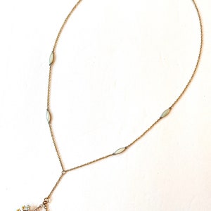 Vintage Victorian Enamel Lariat Necklace Jeweled Cornucopia Fob Gold ...