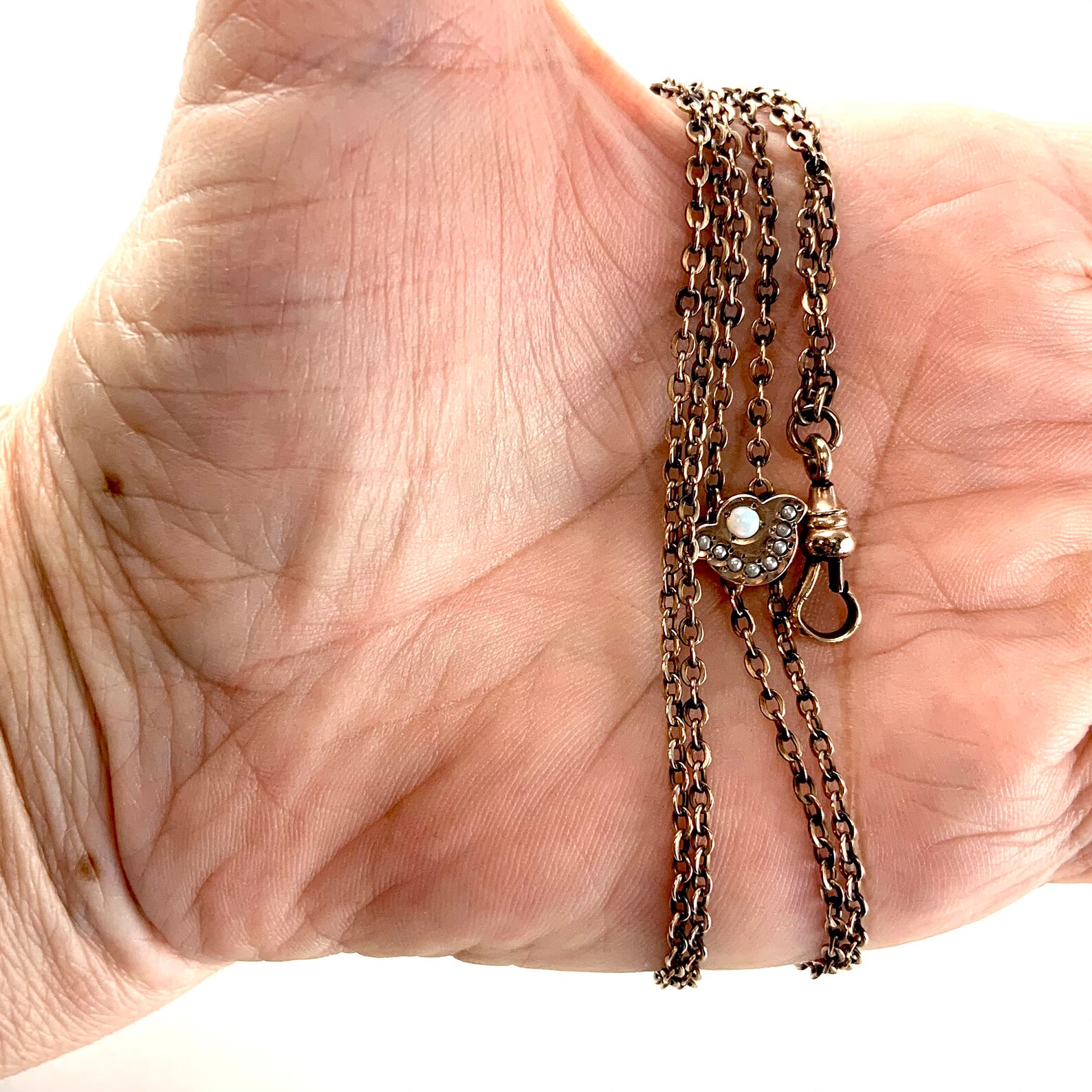 Vintage OPAL Slide Chain Necklace Victorian Lorgnette Gold - Etsy