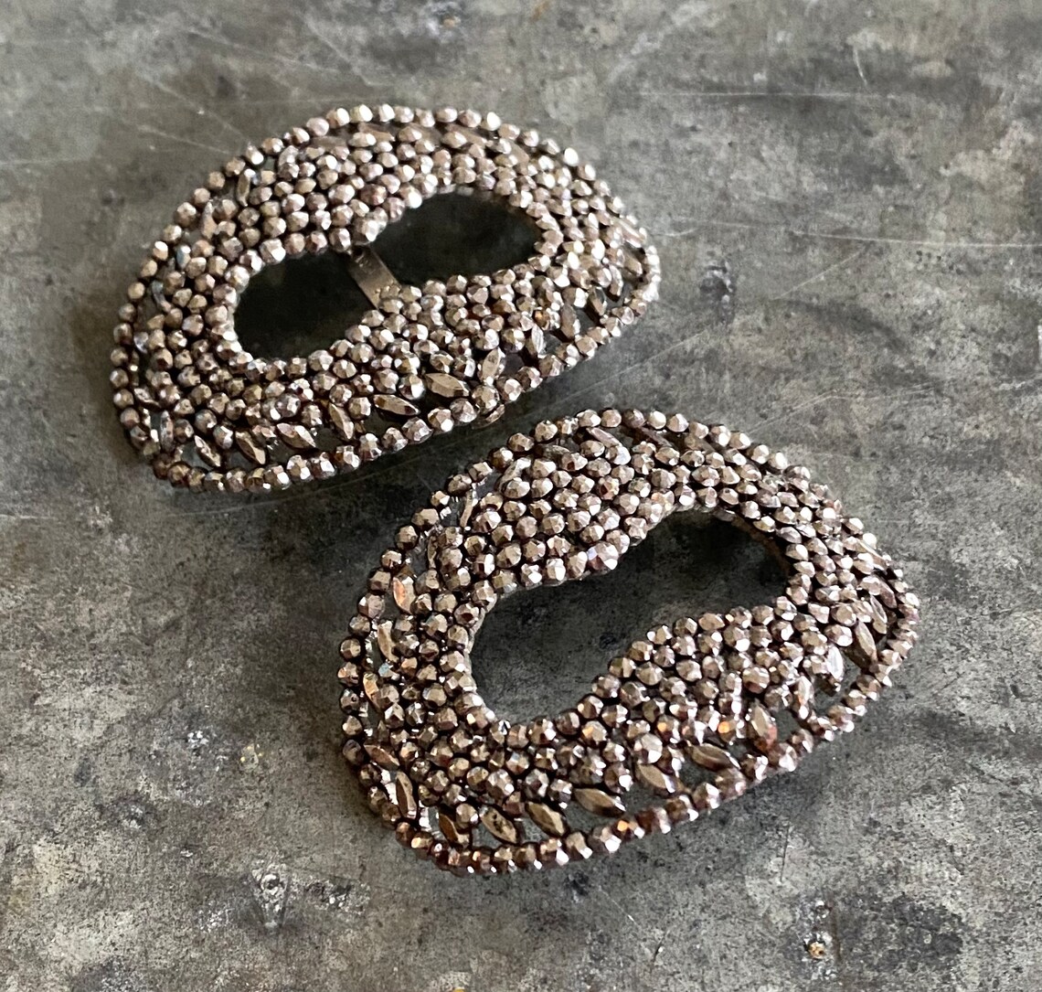 Antique French Cut Steel Shoe Buckle Pair Victorian Silver - Etsy