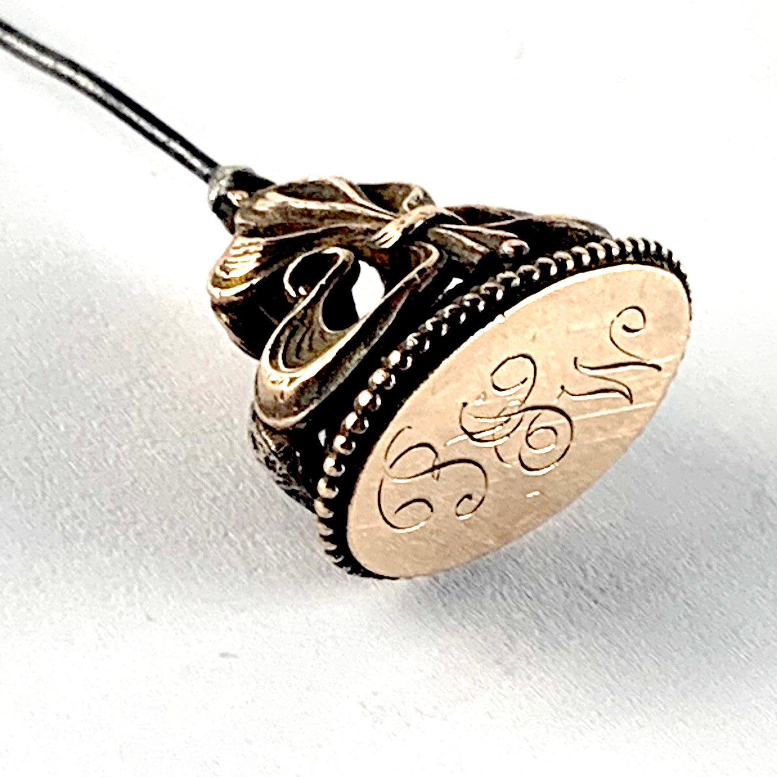 Antique Victorian Gold Filled Hat Pin Vintage 8 Long Edwardian Monogram ...