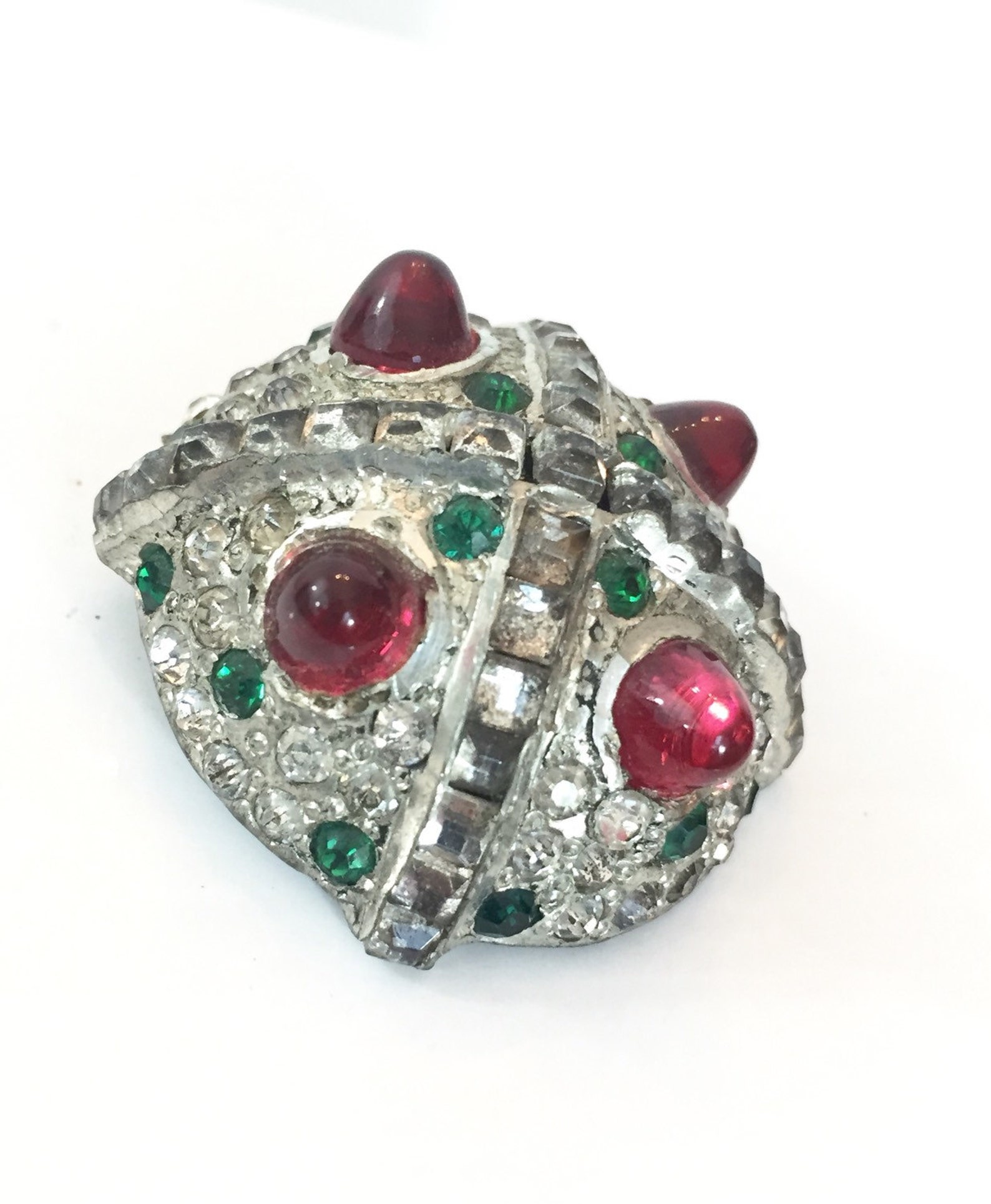 Vintage Art Deco Paste Dress Clip Antique Red Bullet Glass - Etsy