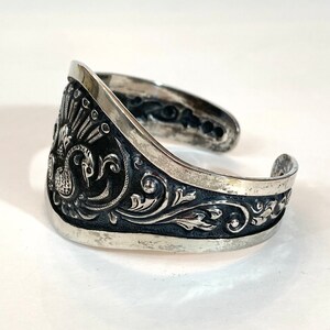 Antique 800 Silver Peacock Large Repousse Cuff Bracelet Asian Art Deco ...