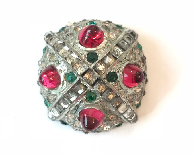 Vintage Art Deco Paste Dress Clip Antique Red Bullet Glass Rhinestone ...