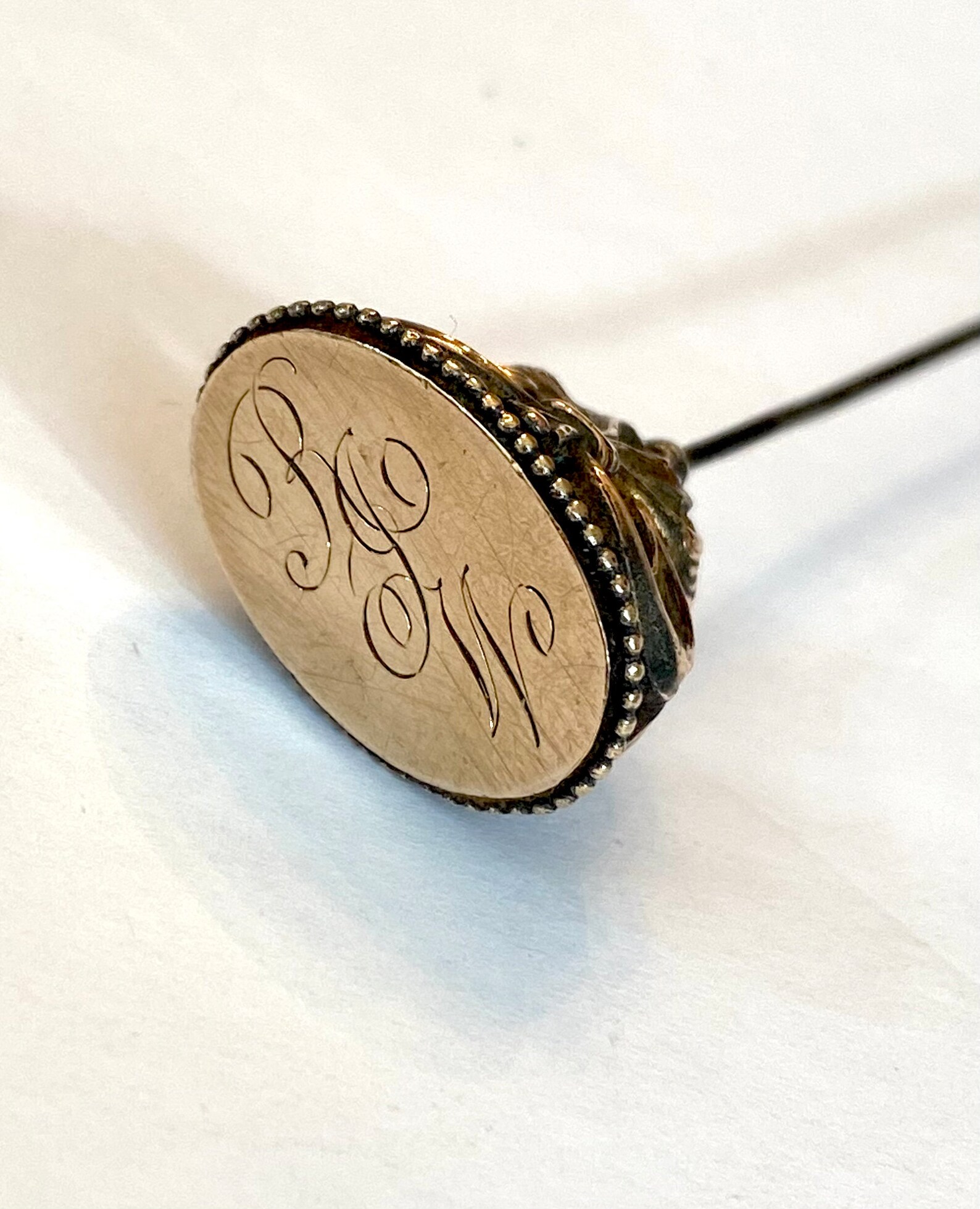 Antique Victorian Gold Filled Hat Pin Vintage 8 Long Edwardian Monogram ...