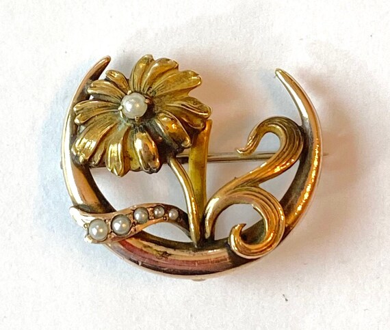 Antique Victorian Floral Watch Pin Gold Filled Edward… - Gem