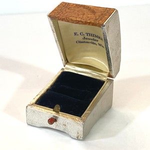 Antique Art Deco Silver & Gold Ring Box Black Velvet Push Button ...