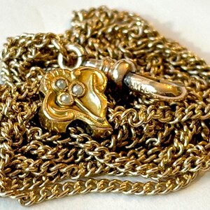Vintage Victorian Slide Chain Necklace Antique Lily Gold Filled Pearl ...