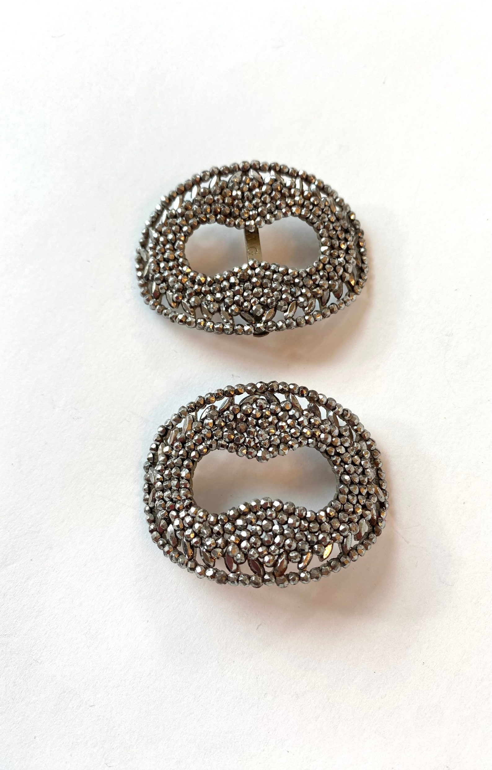 Antique French Cut Steel Shoe Buckle Pair Victorian Silver - Etsy