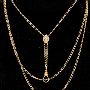 Vintage Slide Chain Necklace Victorian Gold Filled Lorgnette Pocket ...