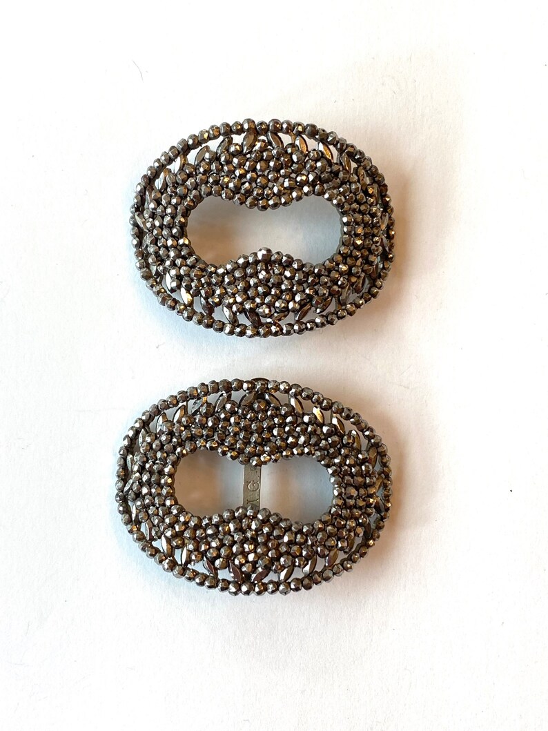 Antique French Cut Steel Shoe Buckle Pair Victorian Silver - Etsy