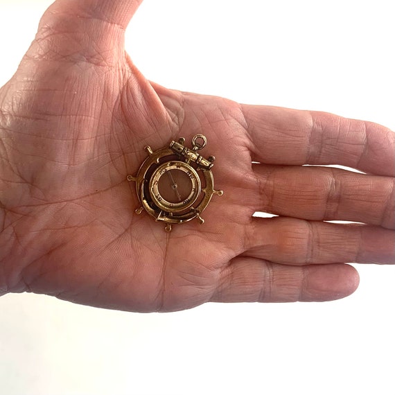 Vintage Compass Pocket Watch Fob Victorian Boat Wheel… - Gem