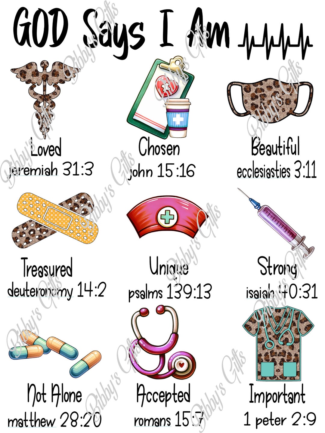 God Says I Am-nurse-png-digital Download-sublimation-doodle-shirt ...