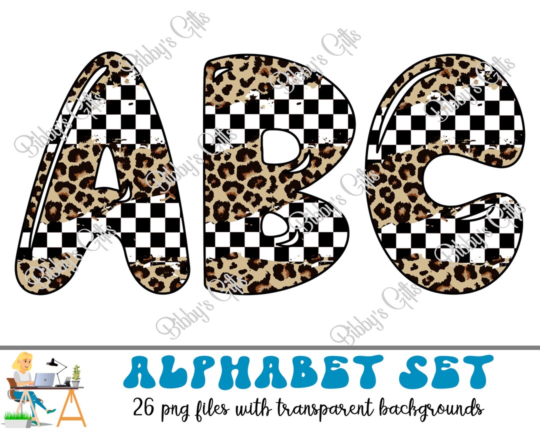 Checkered Leopard Alphabet Set-png-digital Download-sublimation-shirt ...