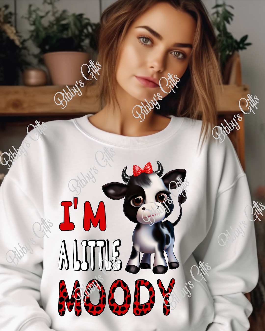 I'm a Little Moody With Red Bow-png-digital Download-sublimation-cow ...