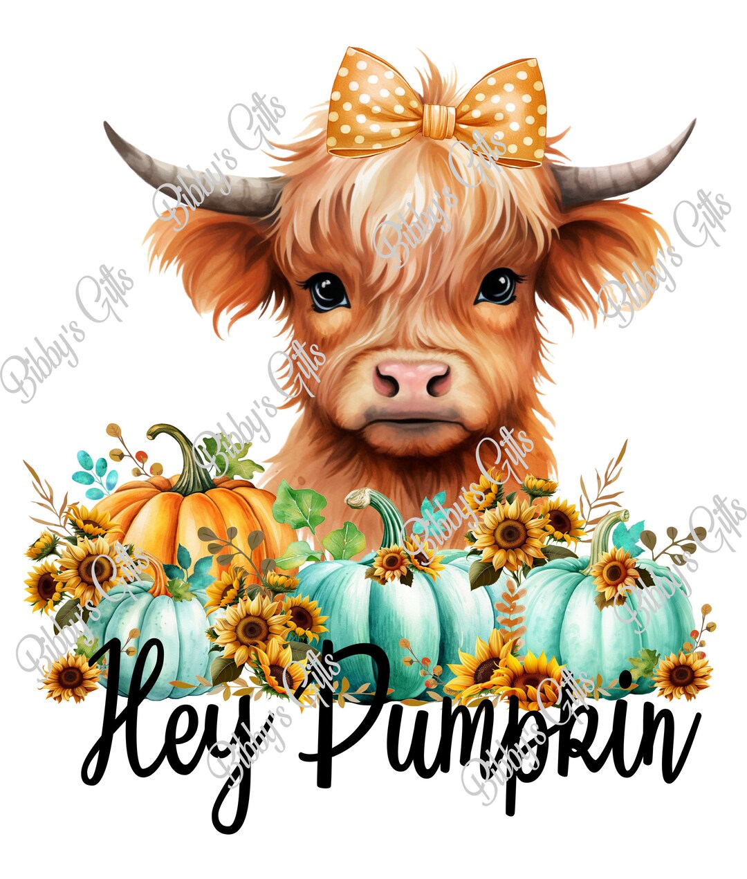 Hey Pumpkin-baby Highland Cow-png-digital Download-sublimation-october ...