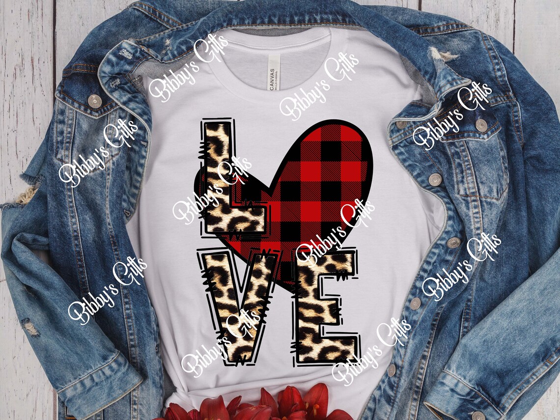 Leopard and Buffalo Plaid Heart Love-png-digital - Etsy