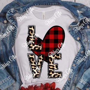 Leopard and Buffalo Plaid Heart Love-png-digital - Etsy
