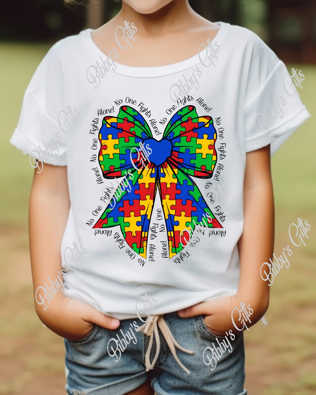 Autism Bow Heart No One Fights Alone-digital Download-sublimation-shirt ...