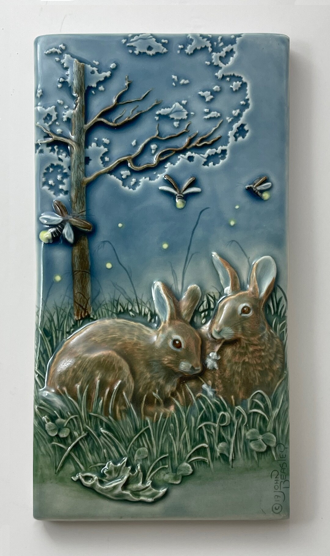 Bunnies, Rabbits, Ceramic Tile, Dinner and a Show, Wall Decor, Tile ...