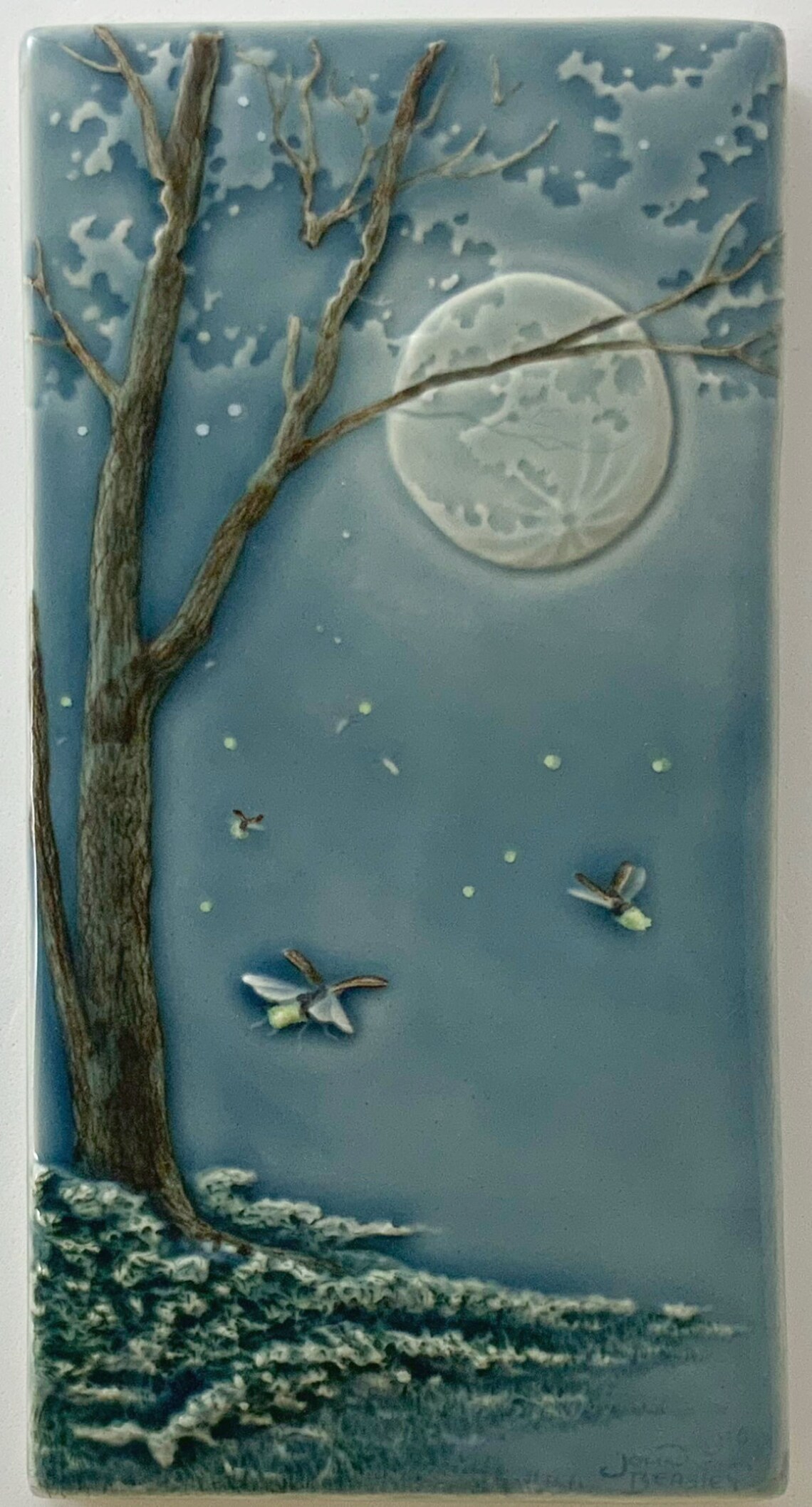 Fireflies Triptych Ceramic Tiles Ceramic Wall Art Set of - Etsy