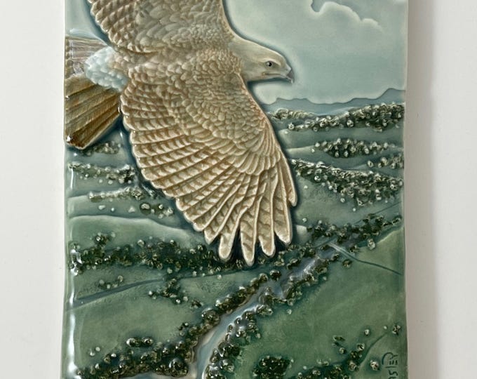 Ceramic Tile Hawk Sculpted Art Tile Red Tail Wall Art, 4 X 8 Inches ...