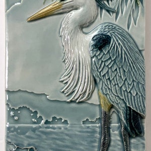 Home Decor, Great Blue Heron Triptych, Tile, Ceramic, Wall Art 14 In. X ...