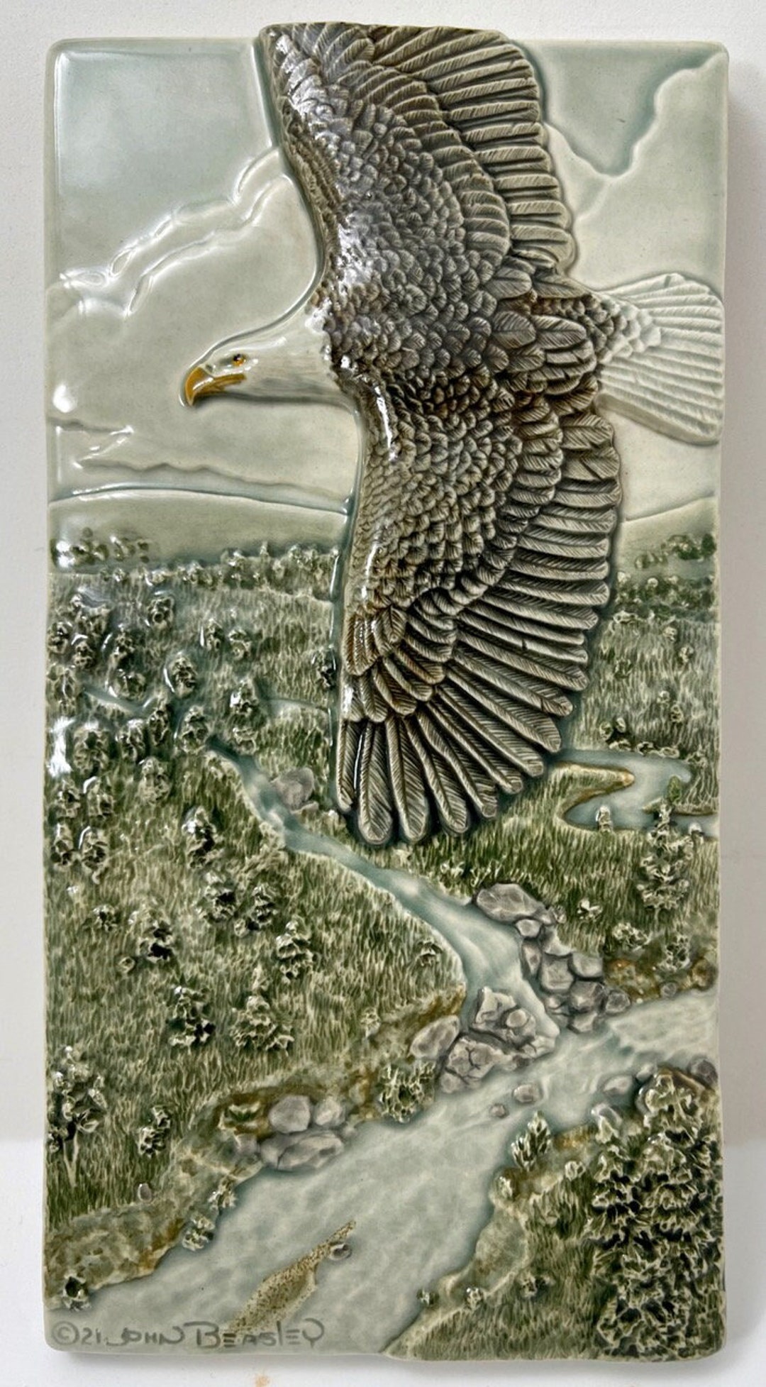 Bald Eagle, Eagle, Sculpted Ceramic Art Tile 4x8 Inches, Wall Decor - Etsy
