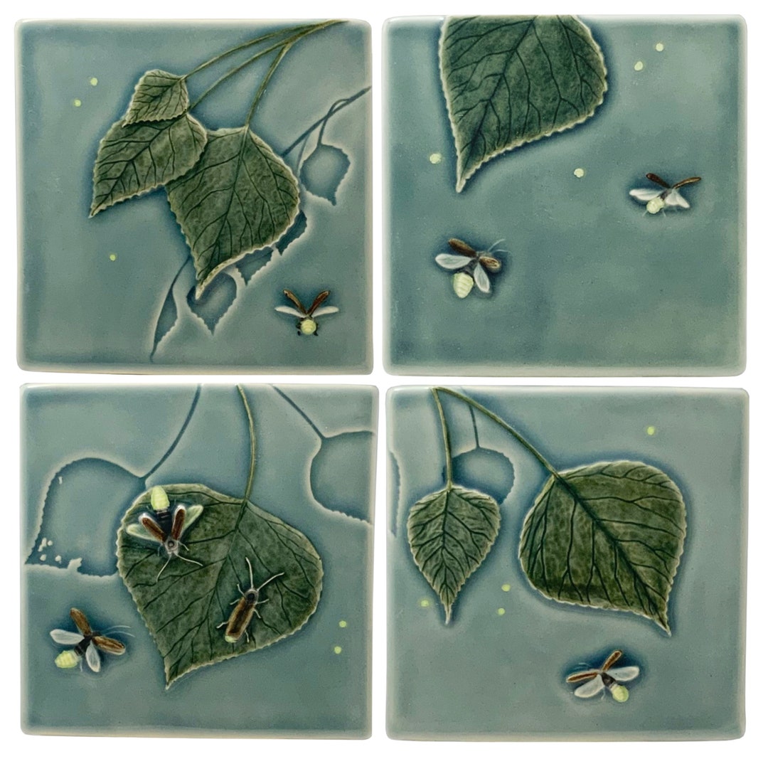 Firefly Set of Four, 4 Inch Ceramic Tiles, Art Tiles, Wall Art - Etsy