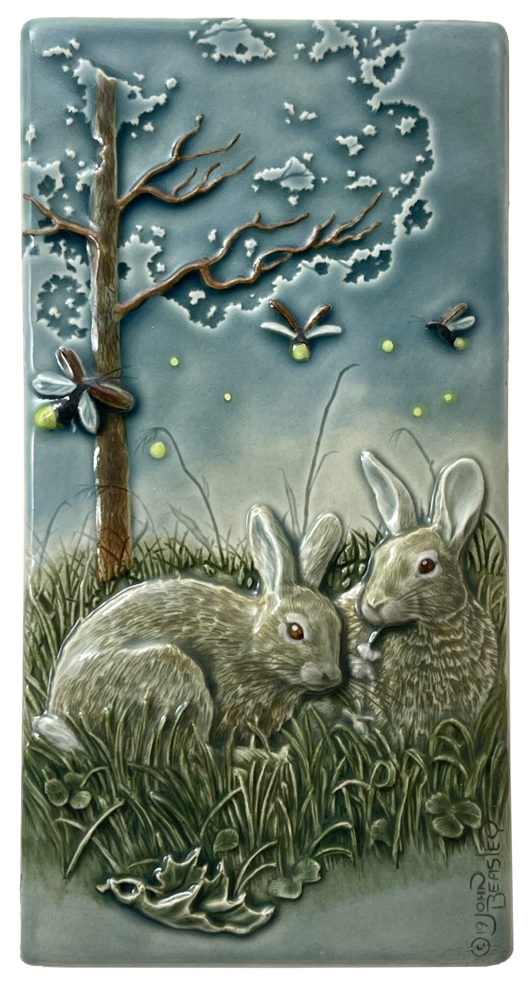 Bunnies, Rabbits, Ceramic Tile, Dinner and a Show, Wall Decor, Tile ...