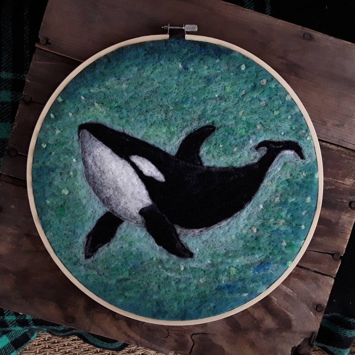 Needle Felted Orca Whale - Wool "painting" Hoop Art - Etsy