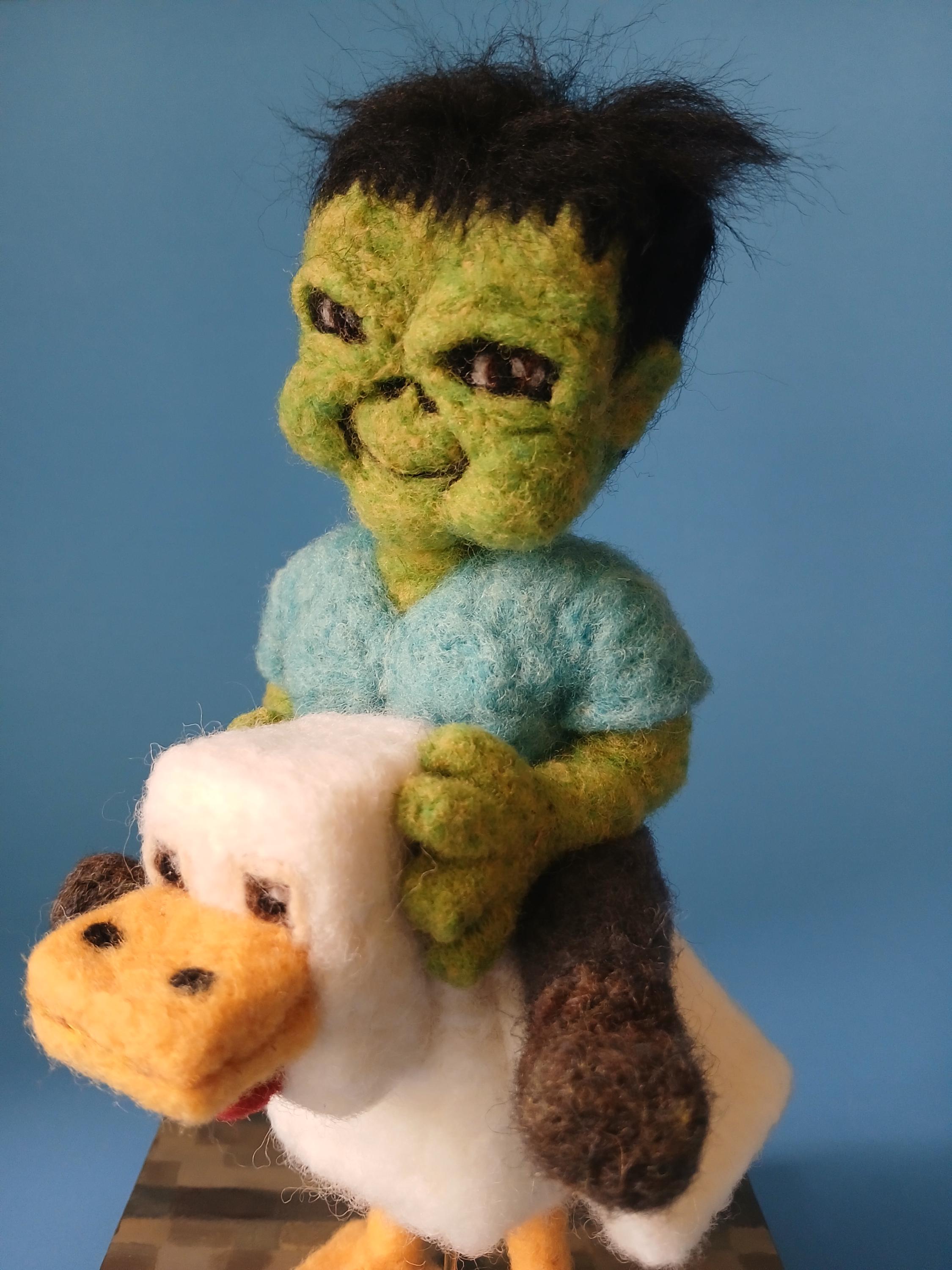 Needle Felted Minecraft Inspired Chicken Jockey Wool Statue - Etsy
