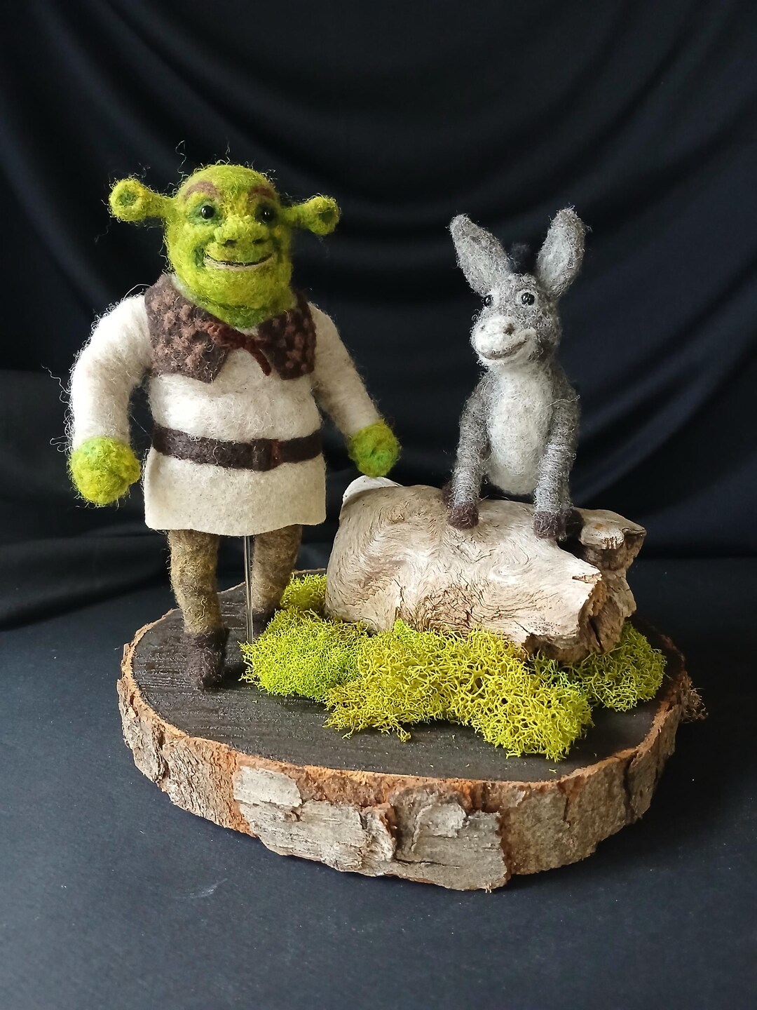 Shrek Inspired Needle Felted Shrek and Donkey Art Piece - Etsy