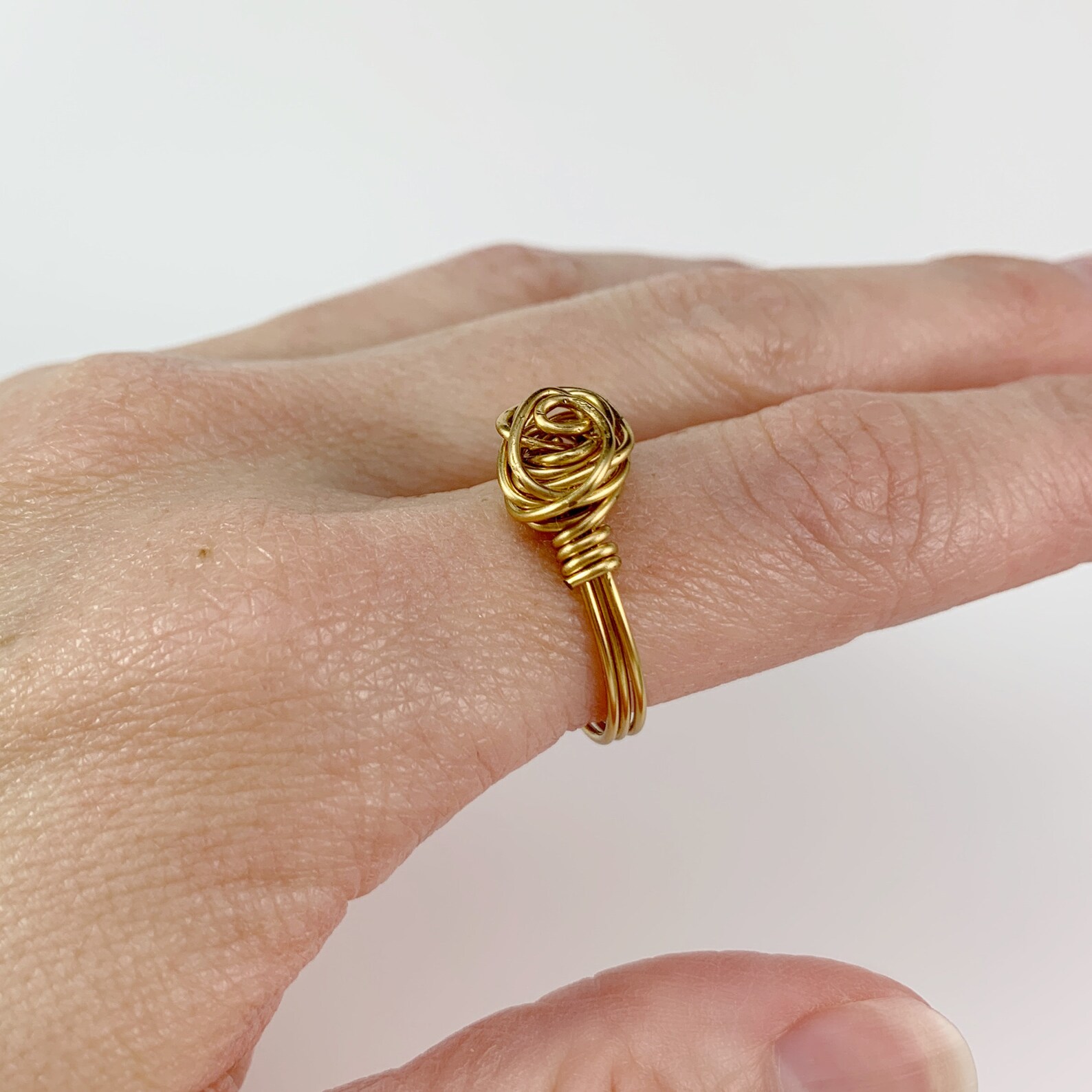 Minimalist Gold Wire Knot Ring, Minimal Rose Flower Wire Wrapped Ring ...