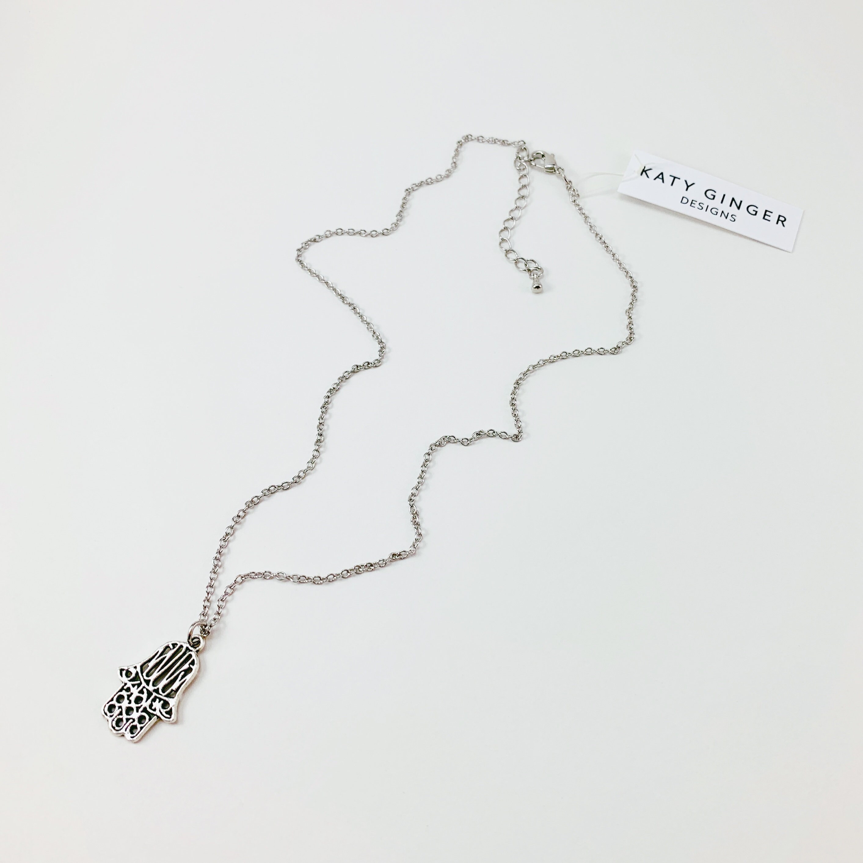 Minimalist Hamsa Hand Pendant Necklace Silver Chain Necklace - Etsy