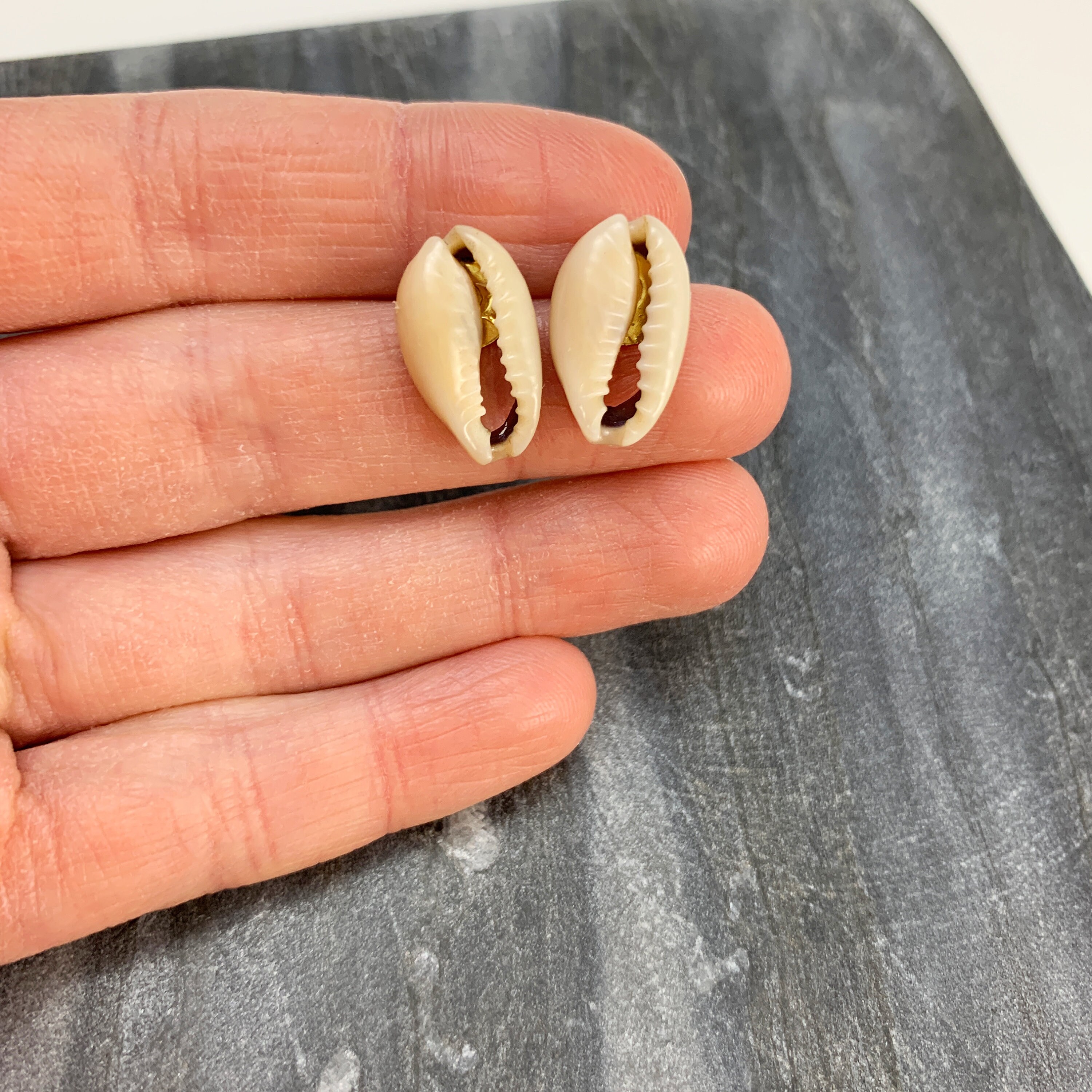 Minimalist Cowrie Shell Stud Earrings, Minimal Puka Shell Studs, Simple ...