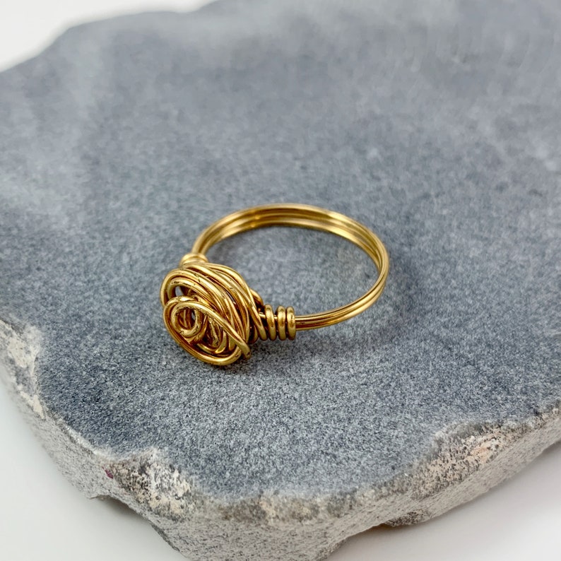 Minimalist Gold Wire Knot Ring Minimal Rose Flower Wire - Etsy