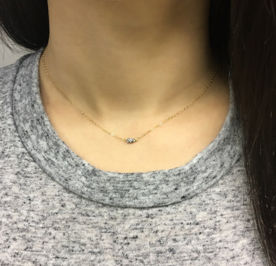 Minimalist Raw Rough Diamond Necklace, Minimal Raw Gemstone Gold Chain ...