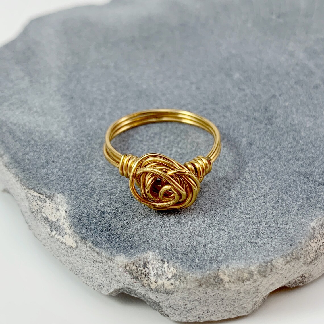 Minimalist Gold Wire Knot Ring Minimal Rose Flower Wire - Etsy