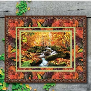 Quilt Pattern for Panel Quilt Easy for Beginners Showing Fall Leaves ...