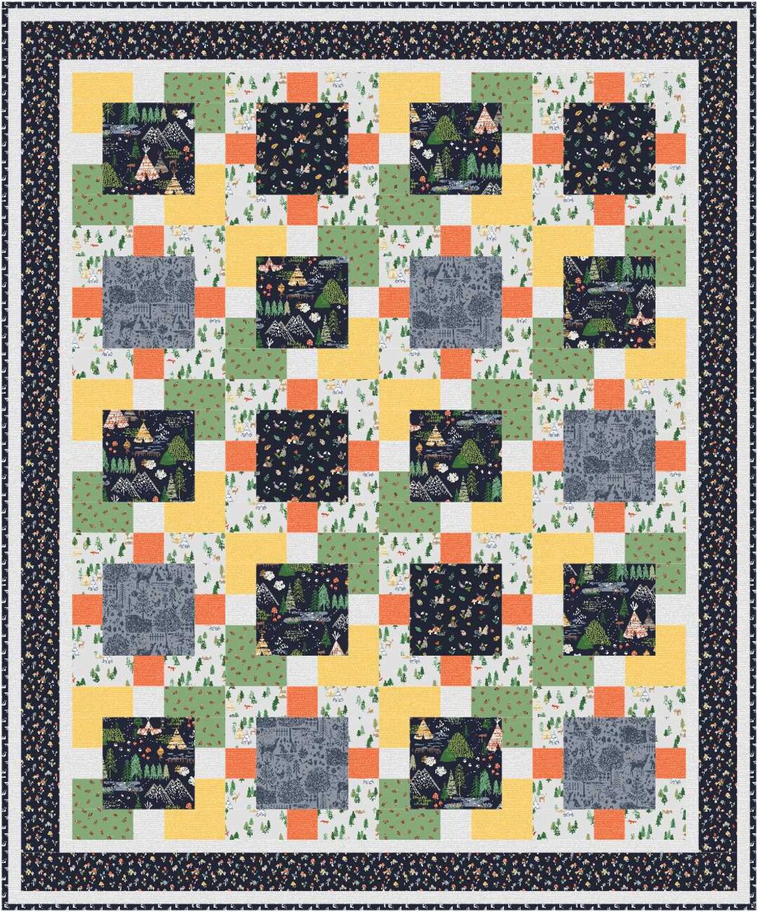 Easy Quilt Pattern for Beginners Modern Home Decor Camping Fun Digital ...
