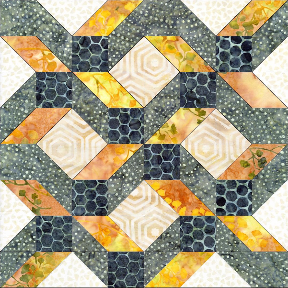 Quilt Pattern Scrappy PDF Download for Batiks or Quilting Cotton With Easy Piecing With ...