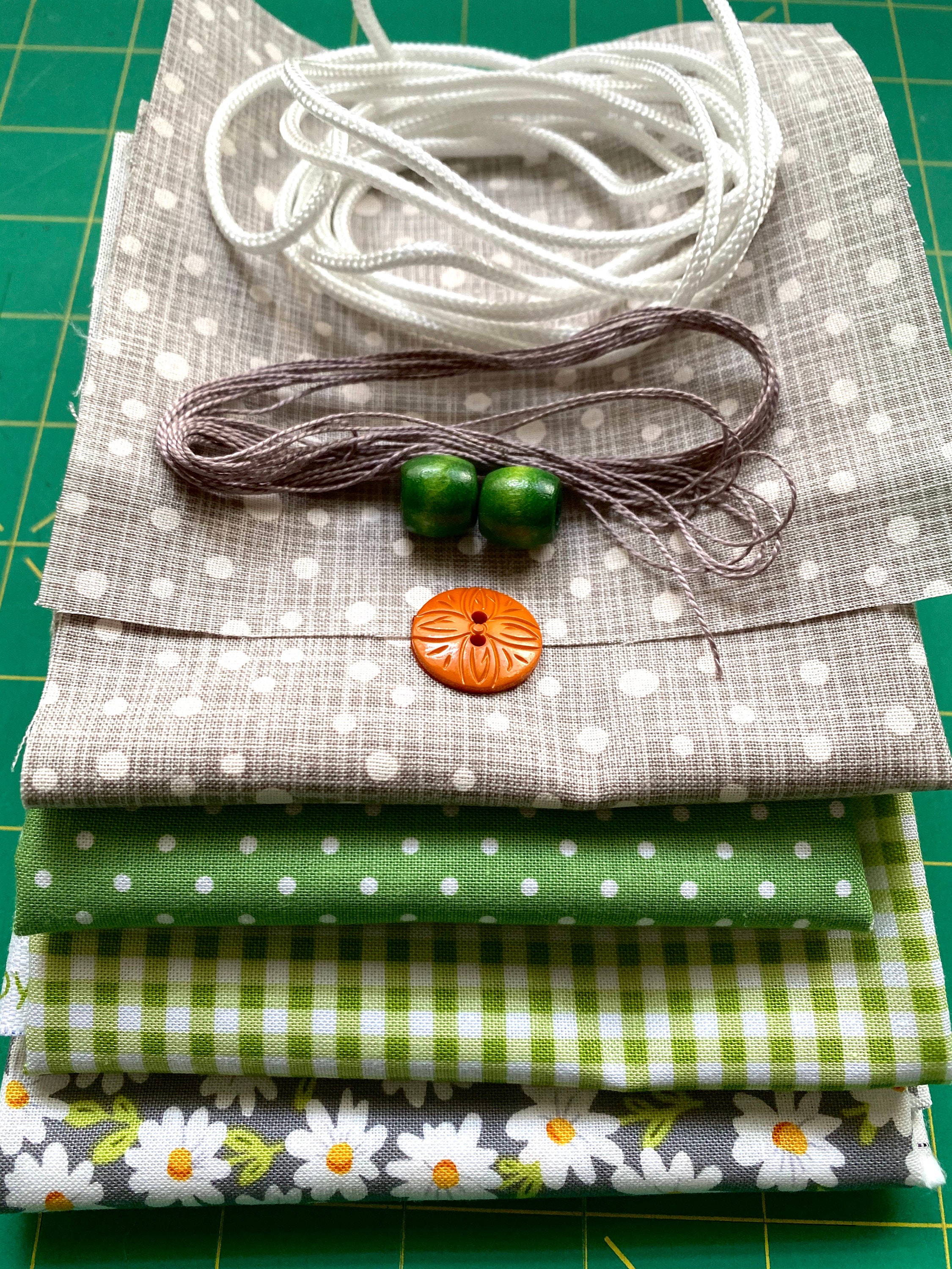 Drawstring Sewing Pouch Kit Fabric Beads Cording for Making One Pouch ...