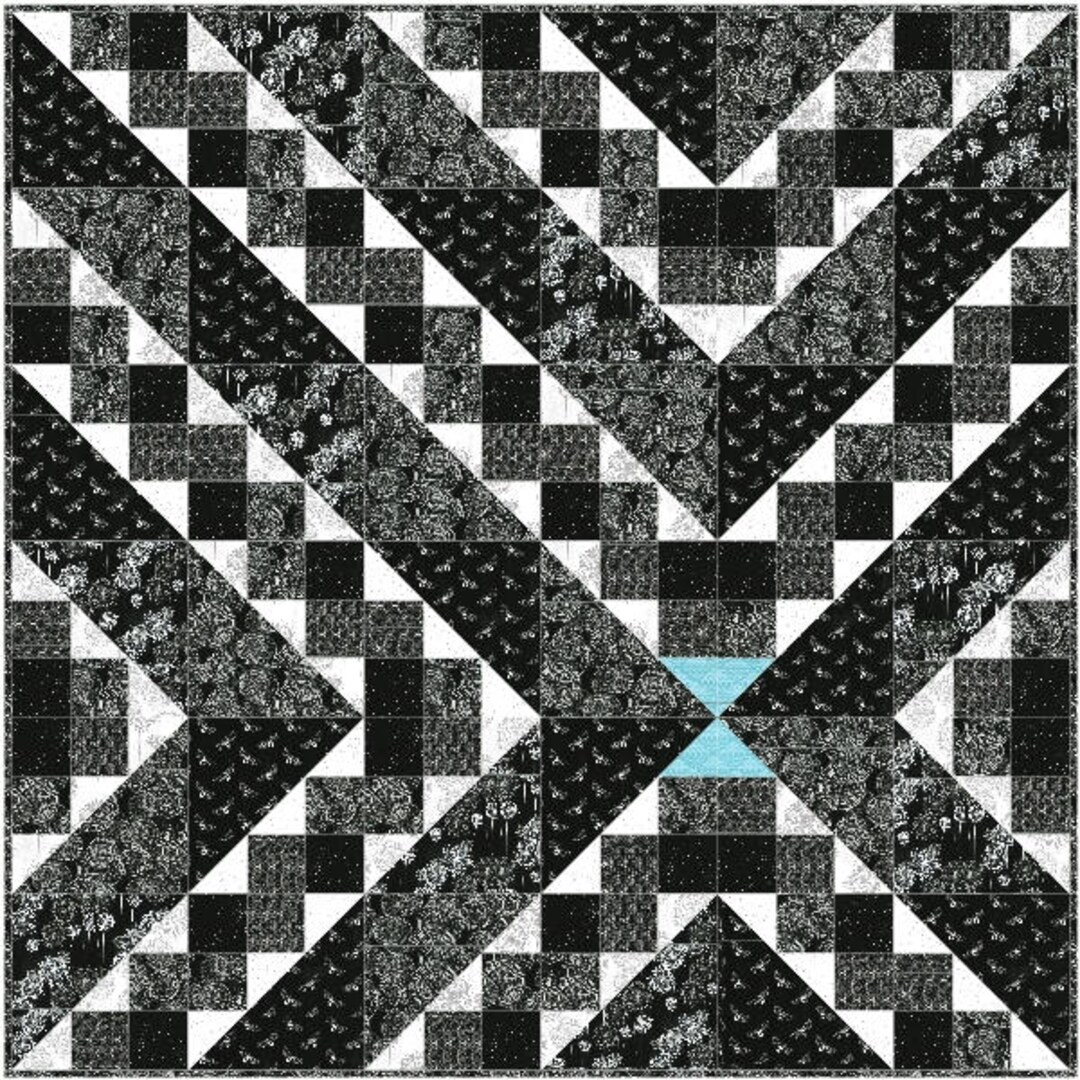 Quilt Pattern All Roads Lead to Rome Black White Silver Sparkle Fade ...