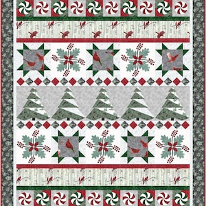 Christmas Quilt Pattern Row by Row Holidays Flights of Whimsy With Red ...